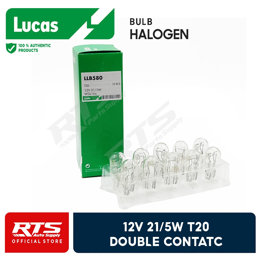 Lucas Halogen Bulb 12V 21/5W T20 Double Contact for LLB580 2 PC ...