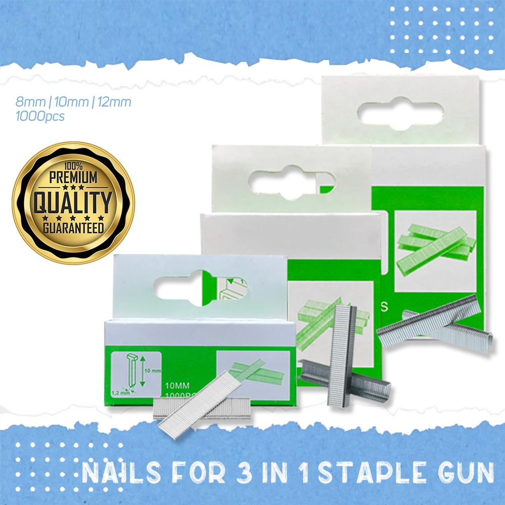 NAILS FOR 3IN1 STAPLE GUN 12mm|8mm|10mm|1000pcs | Shopee Philippines