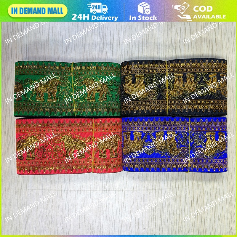 [COD]7m Elephant Totem Lace Ethnic trimmings lei ribbon(2.6in width ...