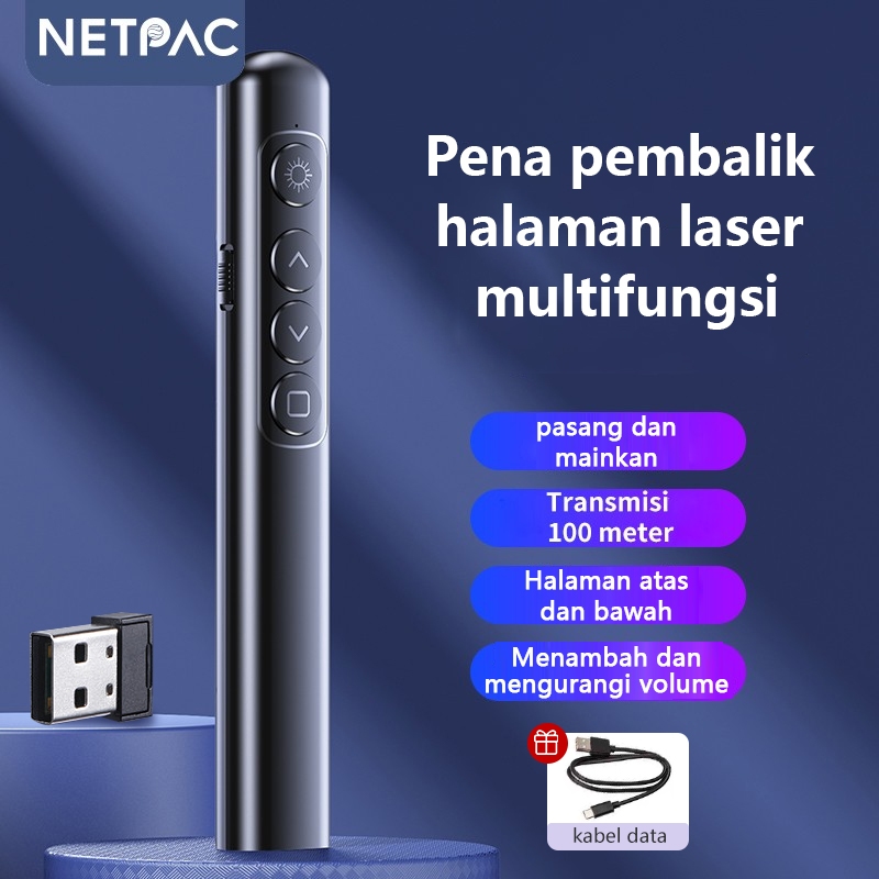 NETPAC 2.4G Rechargeable Wireless PPT Presenter Clicker With Laser ...