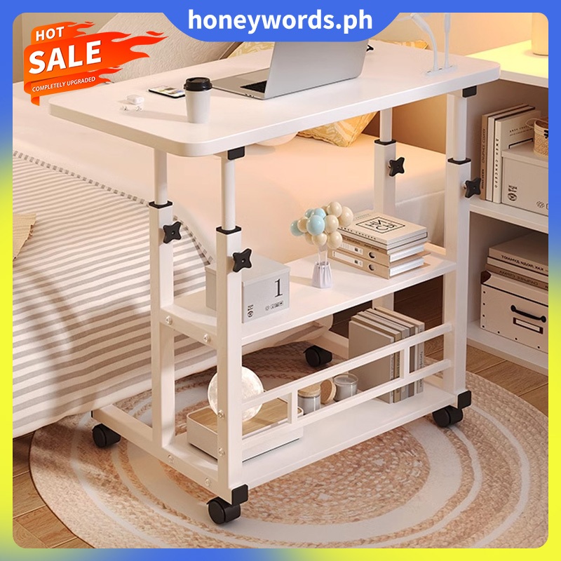 Ergonomic Adjustable Standing Desk with Bookshelf, Movable Study Desk ...