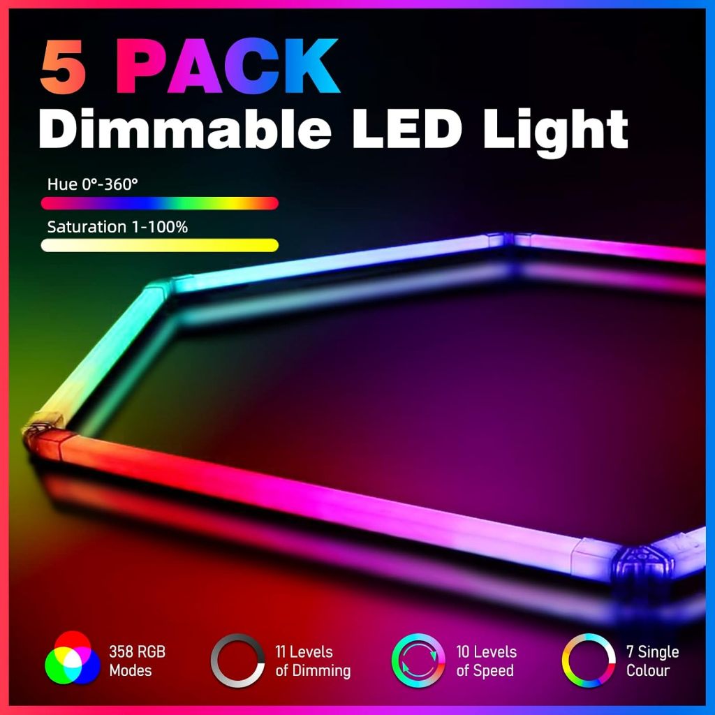 LEDTEC 24 Pack Remote Hexagon Lights, RGB Garage LED Panel Light,358 ...