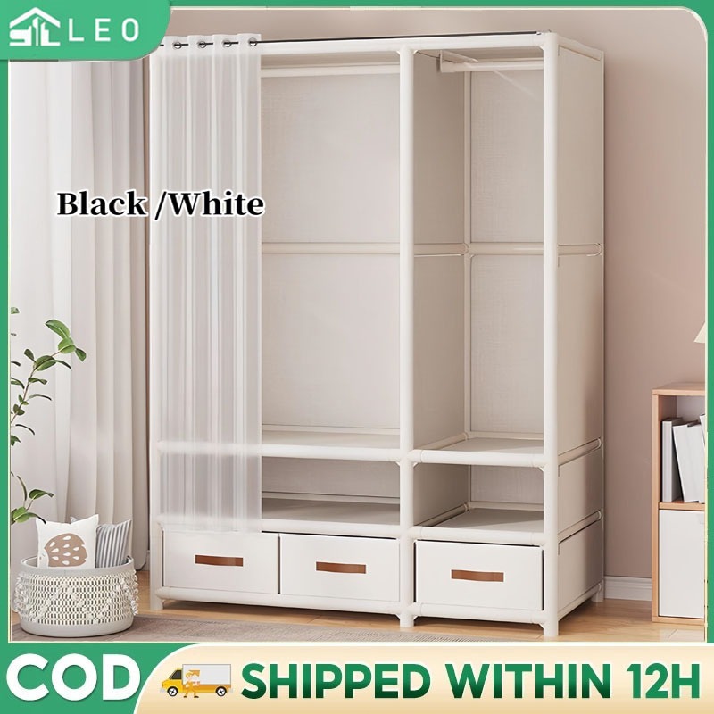 High quality wardrobe with drawers, Large capacity steel pipe wardrobe ...