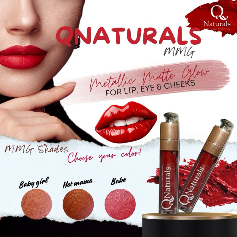 QNATURALS MMG METALLIC MATTE GLOW MELTED LIPSTICK FOR LIPS EYE AND CHEEKS | Shopee Philippines