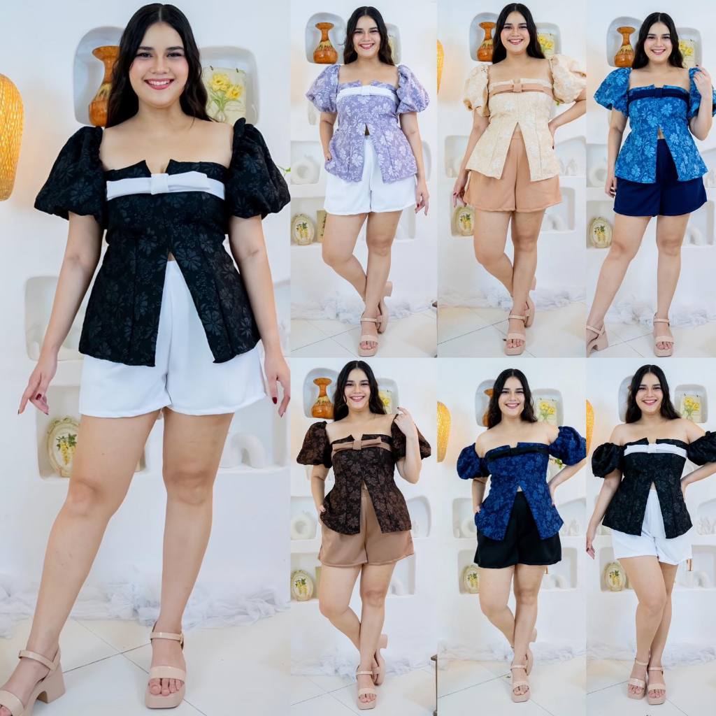 PLUS SIZE ALESSANDRA TERNO WITH PUFF SLEEVE TOP AND SHORT M - 2XL BY ...
