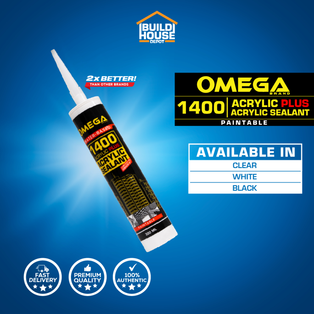 OMEGA 1400 Acrylic Plus Silicone Sealant - Clear | White | Black 300 ml ...