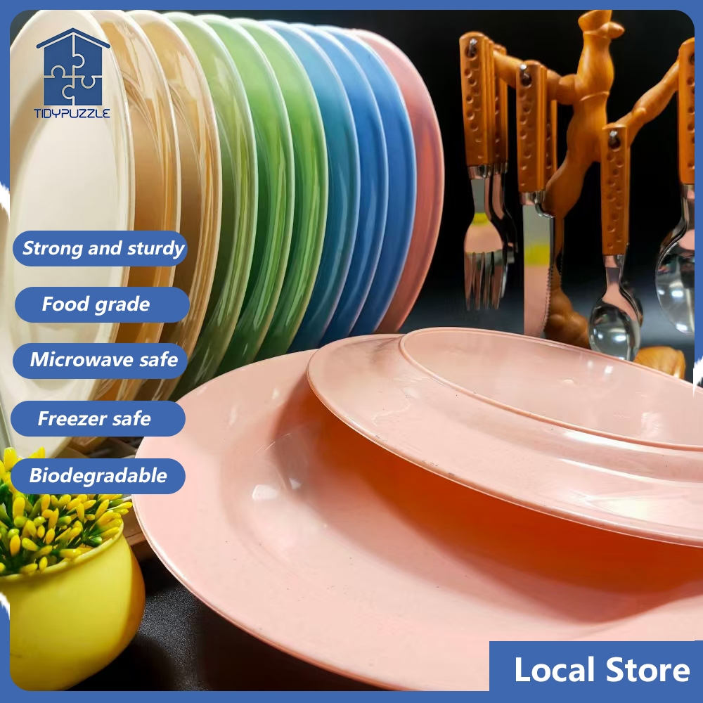 10” Wheat Straw & PP Plastic Plates - Versatile Dinner Plates for Home ...