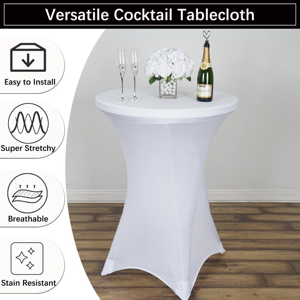 Tablecloth Round Elastic Decoration Party Bar Cocktail Table Cover ...