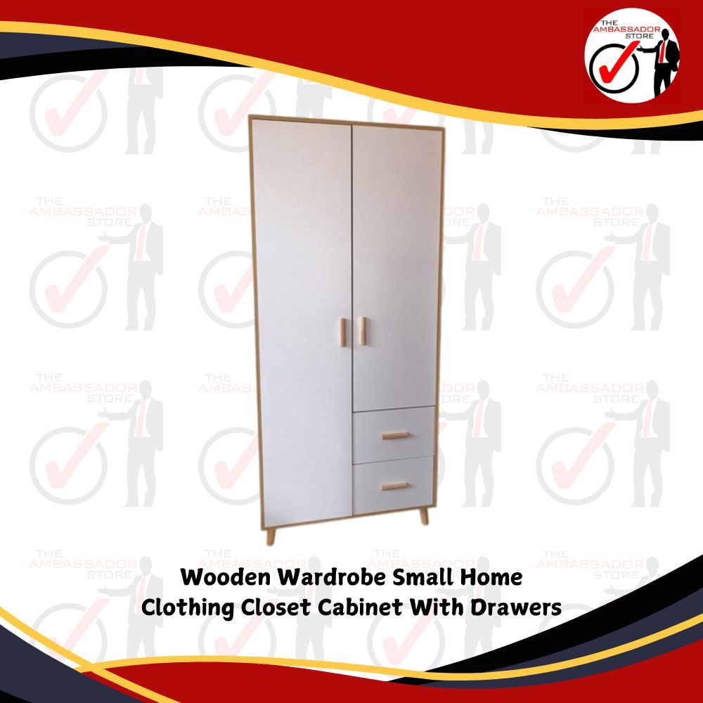 Wooden Wardrobe Small Home Clothing Closet Cabinet With Drawers 80cm ...