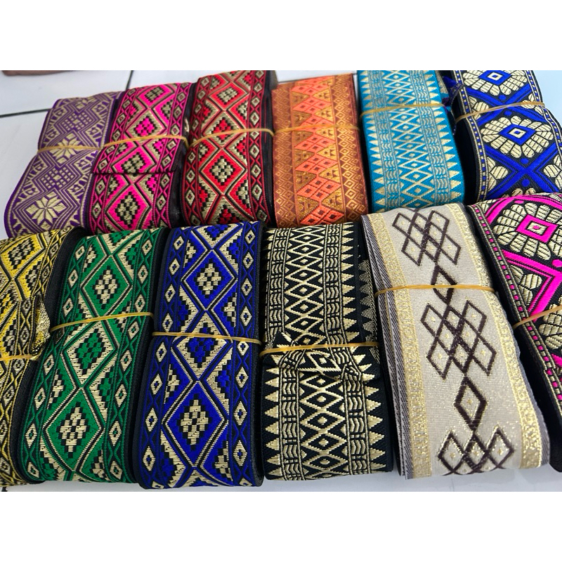 Ethnic ribbon trimmings / lei ribbon 7yards / 2 inches width | Shopee ...