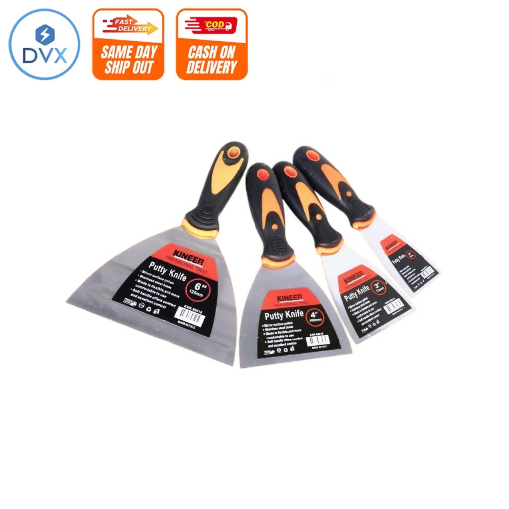 COD DVX Putty Knife Stainless Steel 2, 3, 4 and 5" Wall Tool Rubber ...