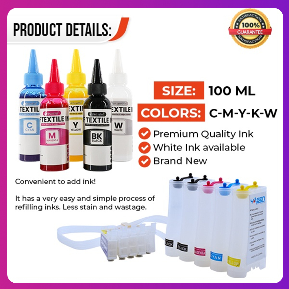 DTF iTransfer Ink Premium Ink 100ml DTF Printing Direct to Film Textile Pigment Ink (CMYKW ...
