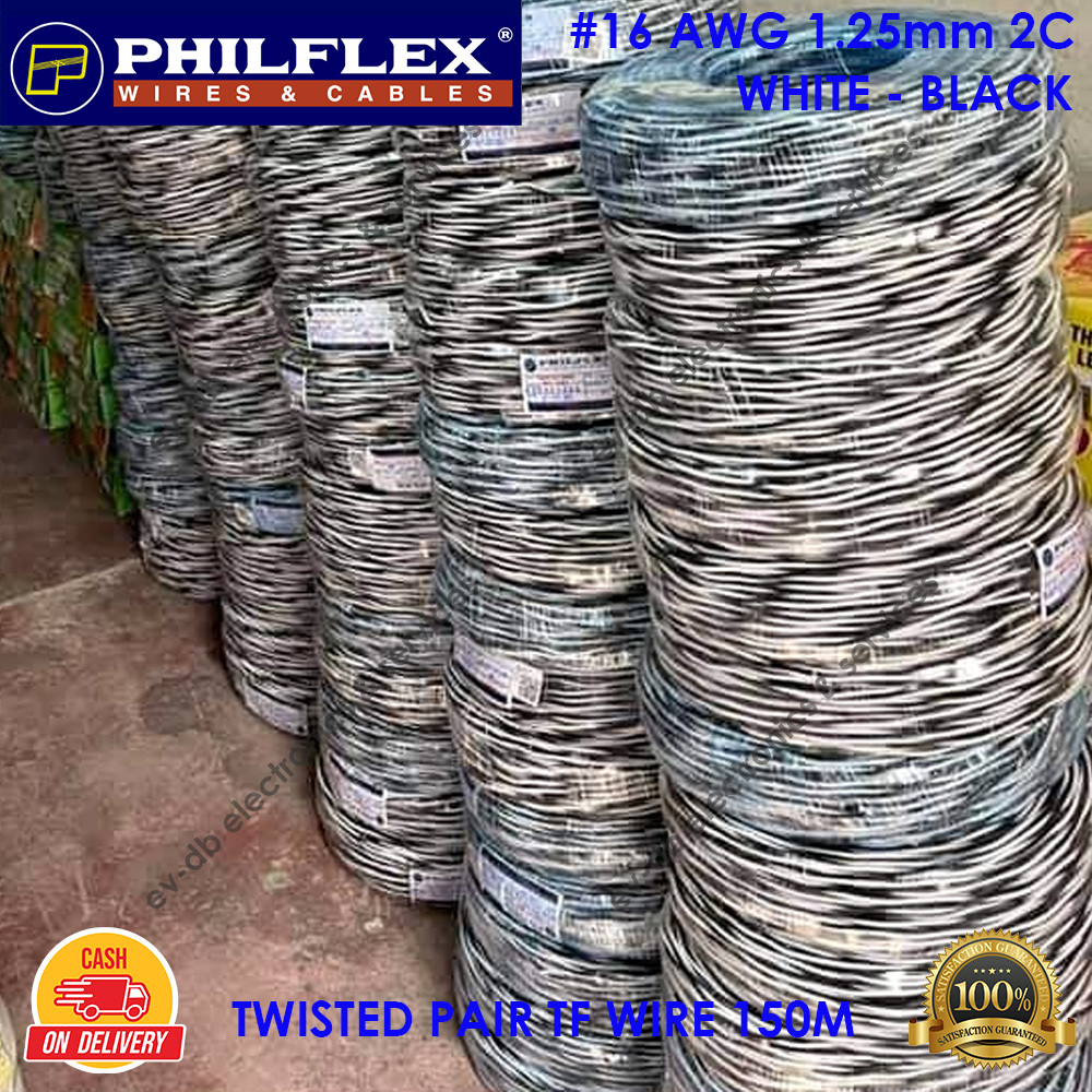 Philflex Twisted TF Wire #16AWG(2x1.25mm2) Red/Black White/Black FDAS ...