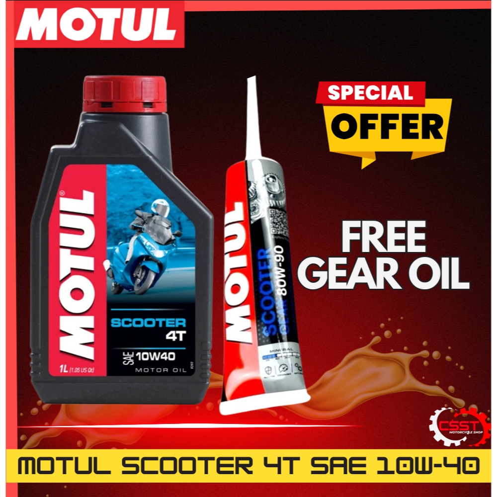 MOTUL SCOOTER 4T SAE 10W-40 WITH FREE GEAR OIL ( PROMO BUNDLE) | Shopee ...