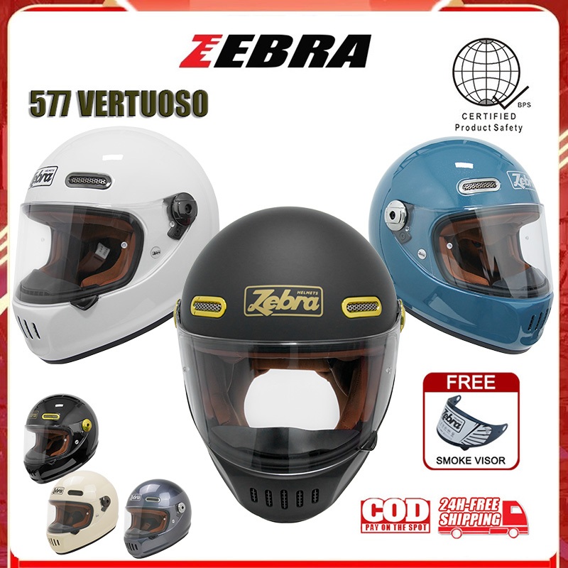 𝗕𝗣𝗦 ZEBRA 577 Vertuoso Classic Helmet For Motorcycle Vintage Helmet ...