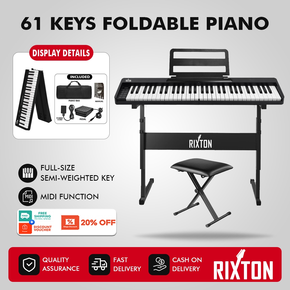 RIXTON Electric 88 Keys Foldable Piano Digital Keyboard Folding MiDi w ...