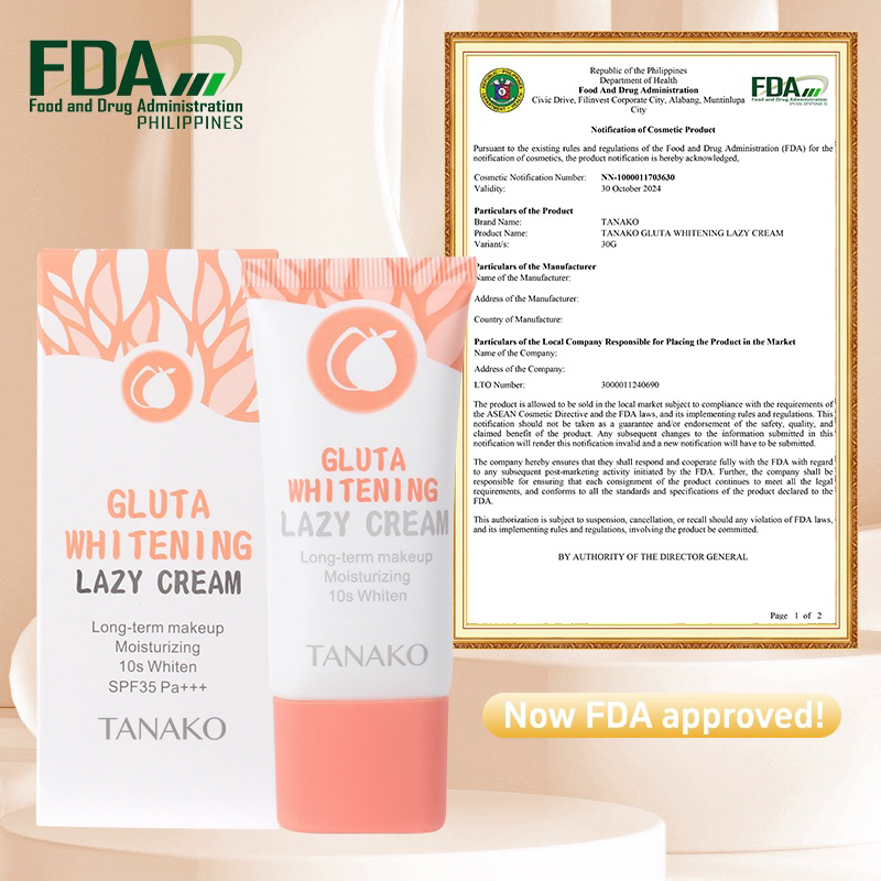 J&r FDA TANAKO GLUTA Whitening Cream Facial Cream Lazy Cream BB Cream ...
