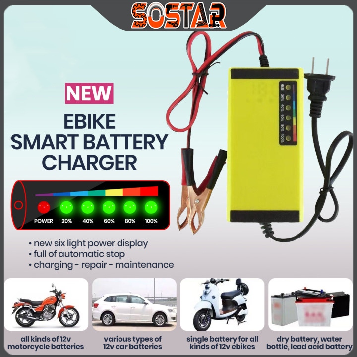 12V 8-20AH Car Battery Charger Led Display Motorcycle Battery Power ...