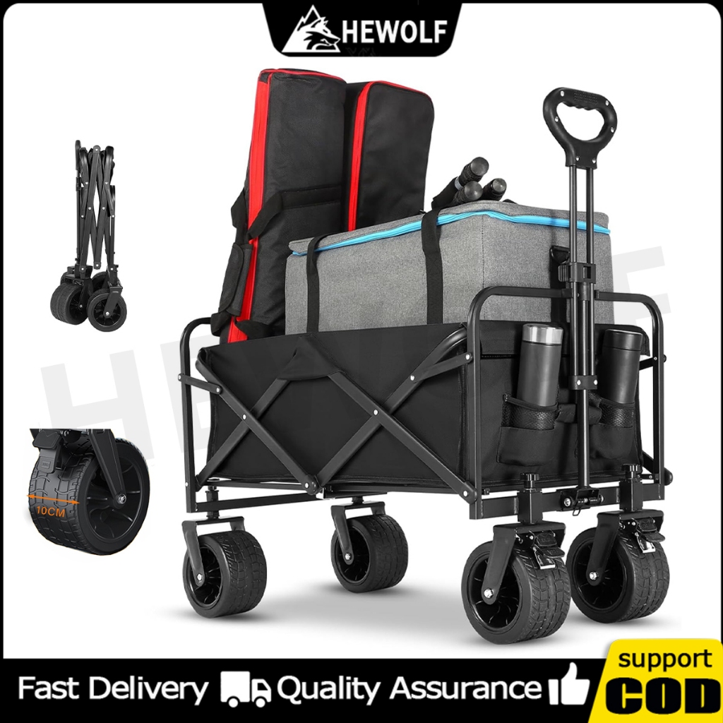 Camping trolley cart wagon trolley With Storage Basket Folding Wagon ...