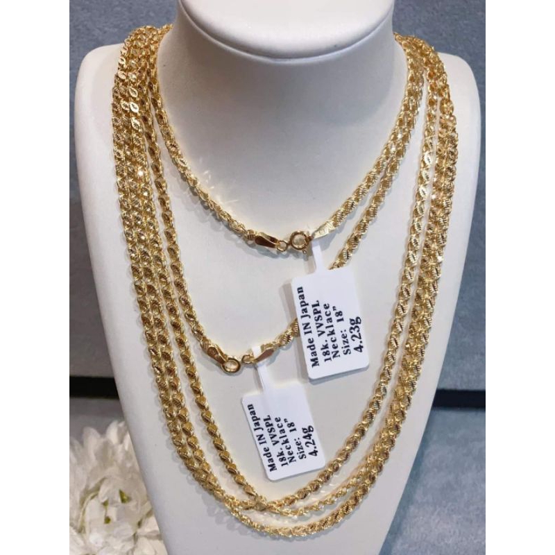 DAMASCUS CHAIN 18K JAPAN GOLD PAWNABLE | Shopee Philippines