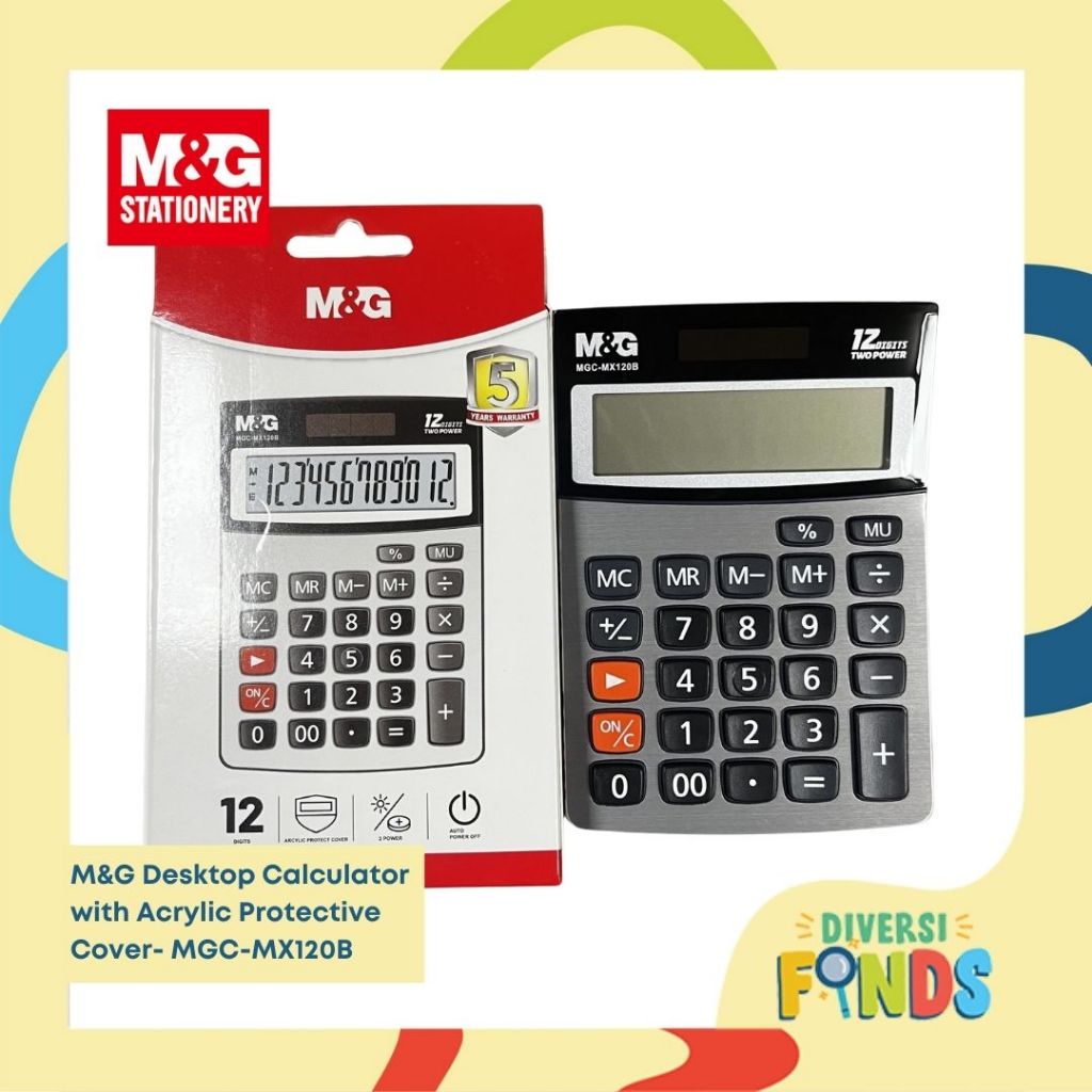 M&G Desktop Calculator with Acrylic Protective Cover MGC-120B Black ...