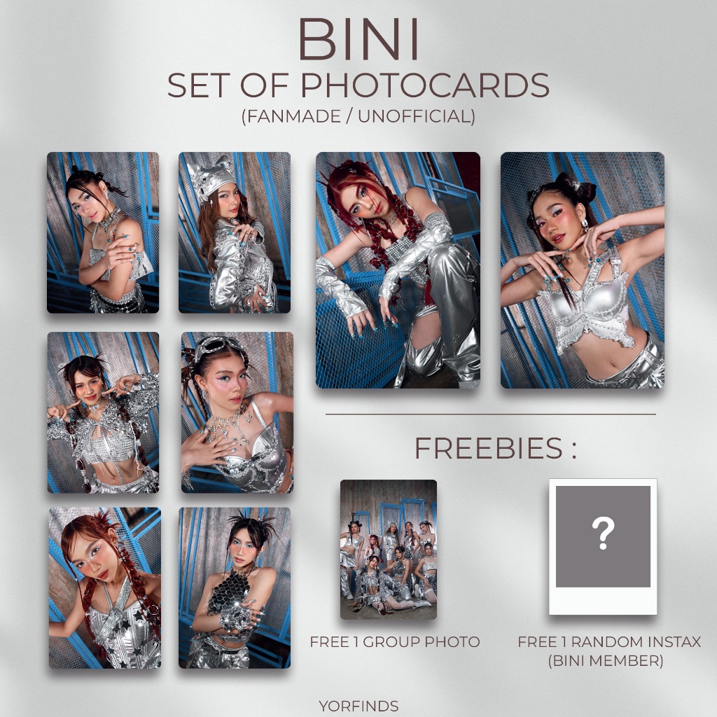 BINI SET OF PHOTOCARDS WITH FREEBIES (1 GROUP PHOTOCARD + 1 INSTAX RANDOM BINI MEMBER) | Shopee ...