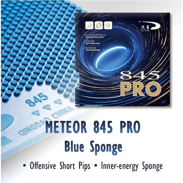 ShortPips Meteor 845 Pro 2.0mm Blue Rubber Original Short Pimples Pips ...