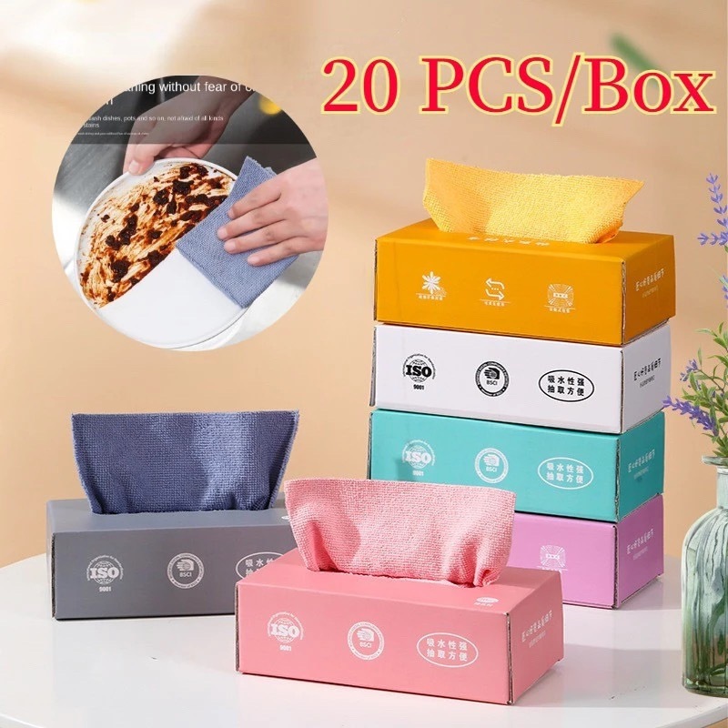 20pcs/box Dish Cloth Towel Reusable Absorbent Pull-Out Kitchen ...