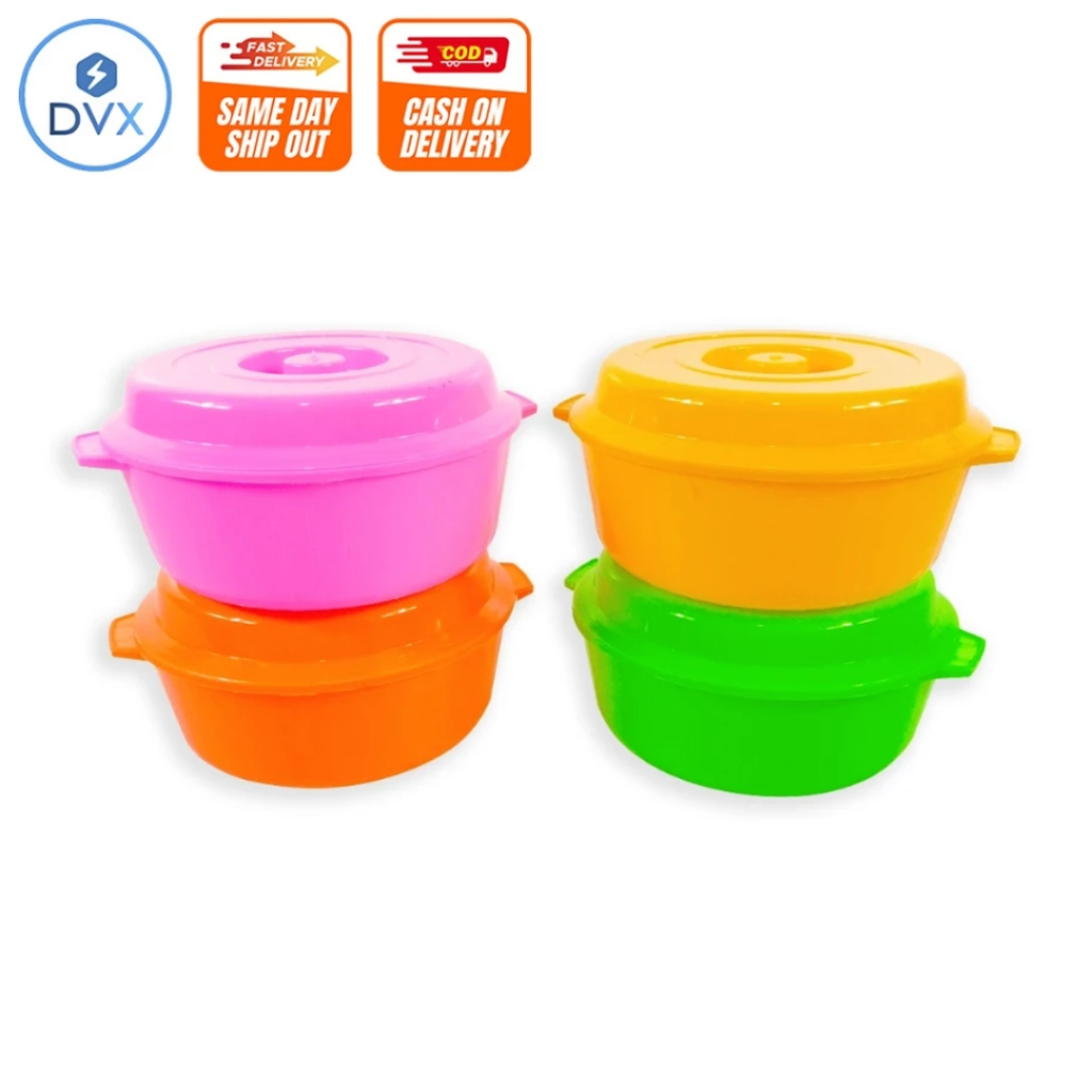 COD DVX #7528 Reusable Round Plastic Lunch Box Meal Prep Container Food ...