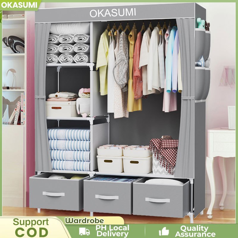Okasumi New Fashion Zipper Wardrobe Big Size Saving Space Non-Woven ...