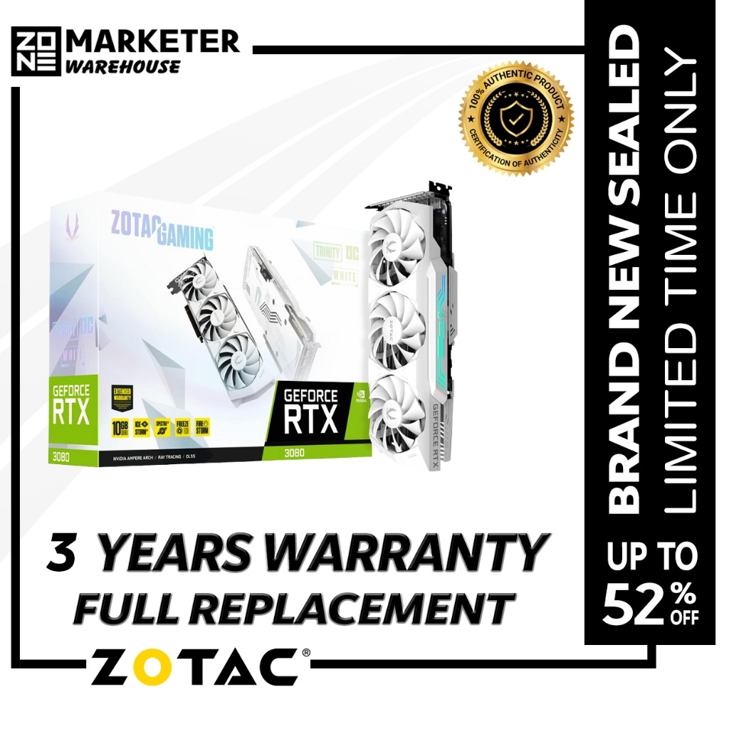 ZOTAC GAMING GeForce RTX 3080 TRINITY OC WHITE 10GB GDDR6X | Shopee ...
