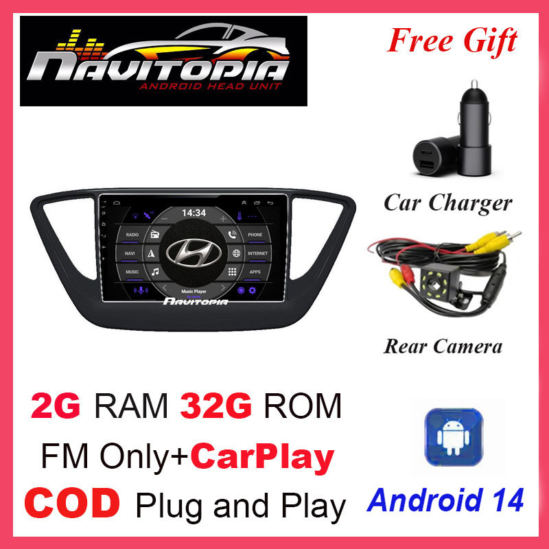 NAVITOPIA 9inch Android 14 Car Head Unit for Hyundai Accent 2018 2019 ...