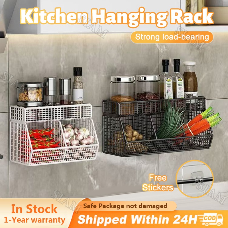 Kitchen Hanging Rack Wall Mounted Kitchen Organizer Rack Fruit Basket ...