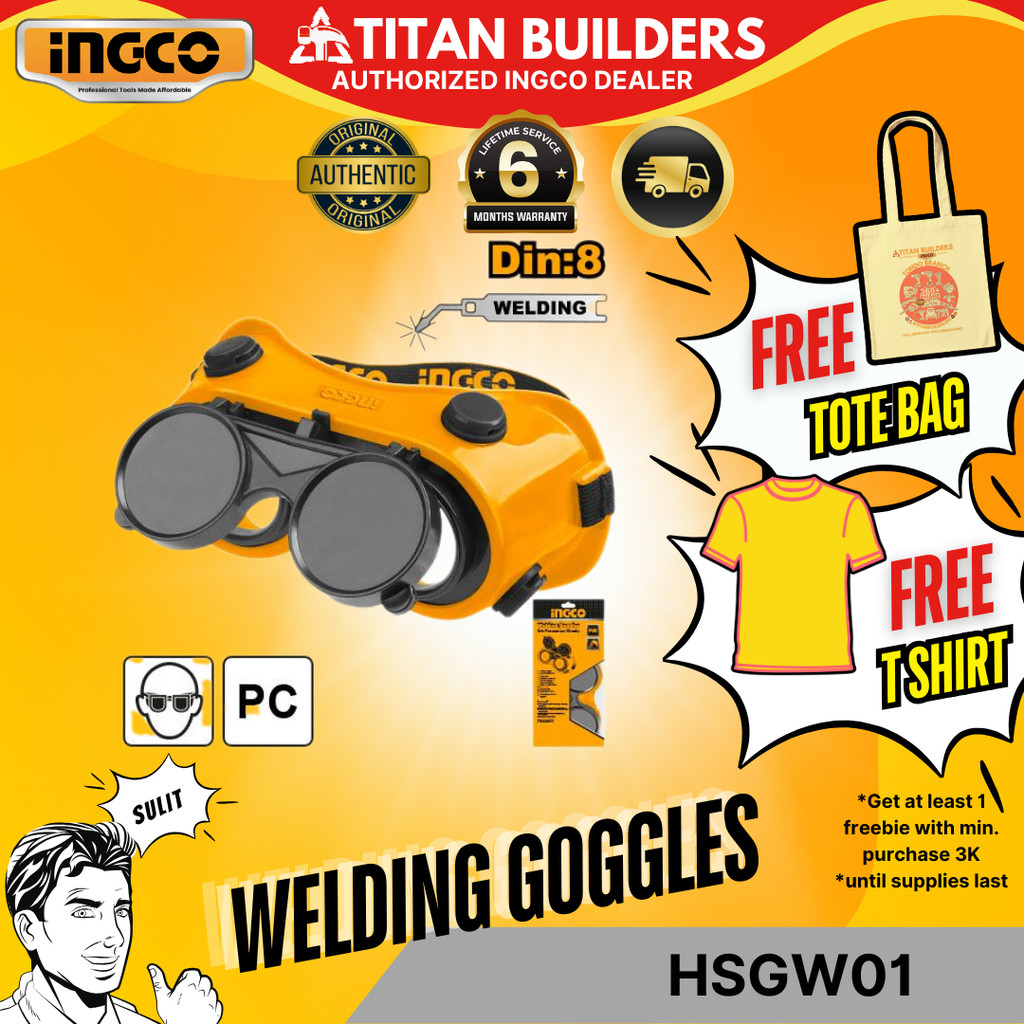 Ingco by Titan Welding Goggles Flexible PVC flip design dark shade 8 ...