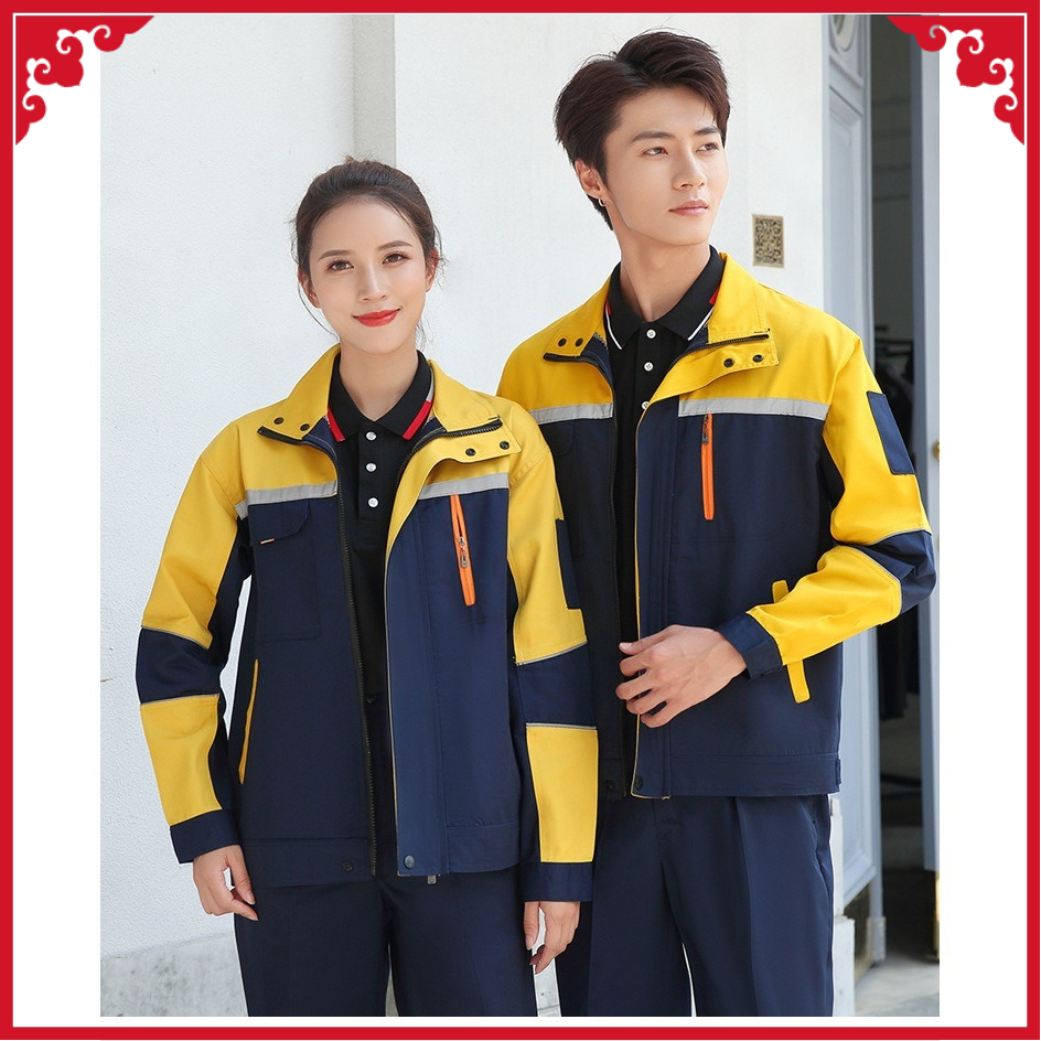 Mens Factory Work Shirt Uniform Long Sleeve Turn-down Collar Workwear ...