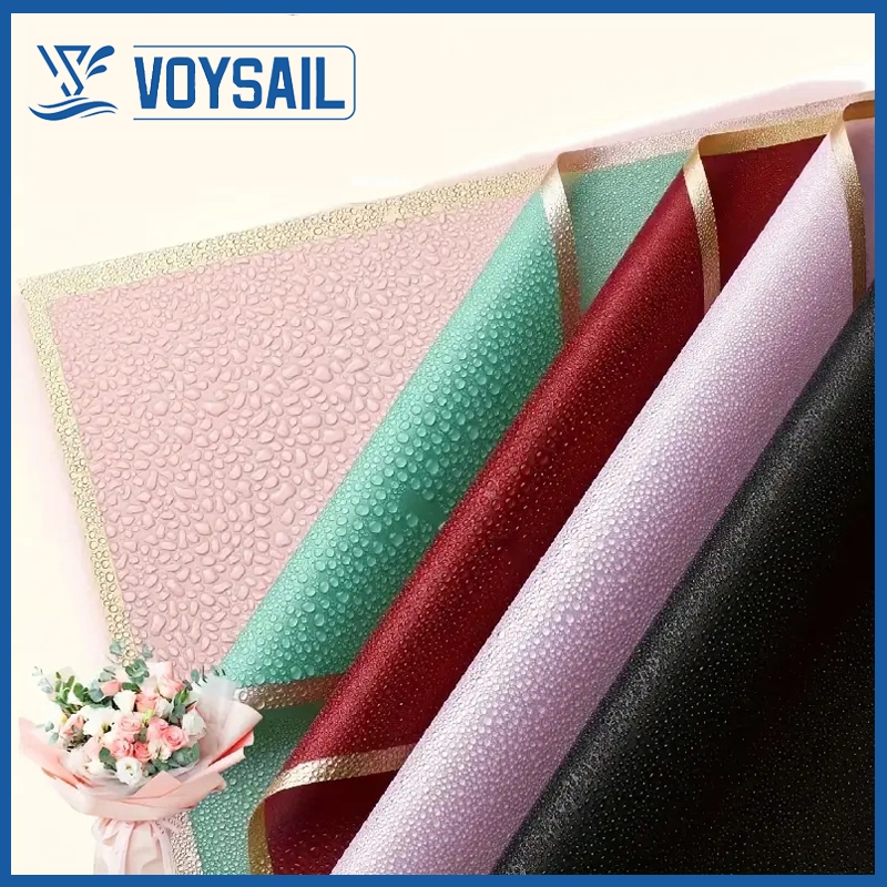 20pcs Gold Edge Paper Flowers Bouquet Wrapping Paper DIY Craft ...