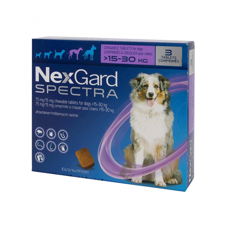 NexGard Spectra Flea, Tick & Worm Chewable Treatment Dogs 15-30kg ...