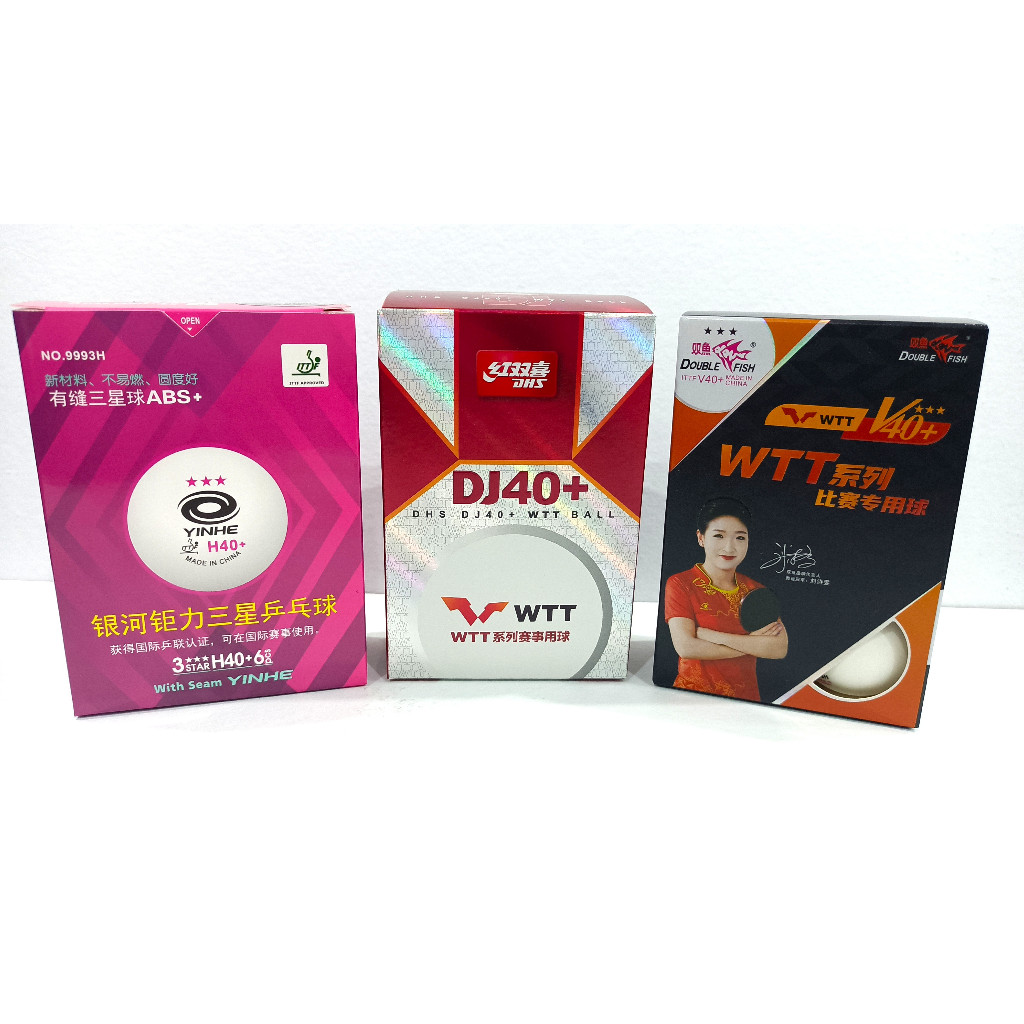 Authentic DHS DJ40+ WTT | Double Fish V40+ WTT | Yinhe H40+ | 3 Star Table Tennis Ball Pingpong ...