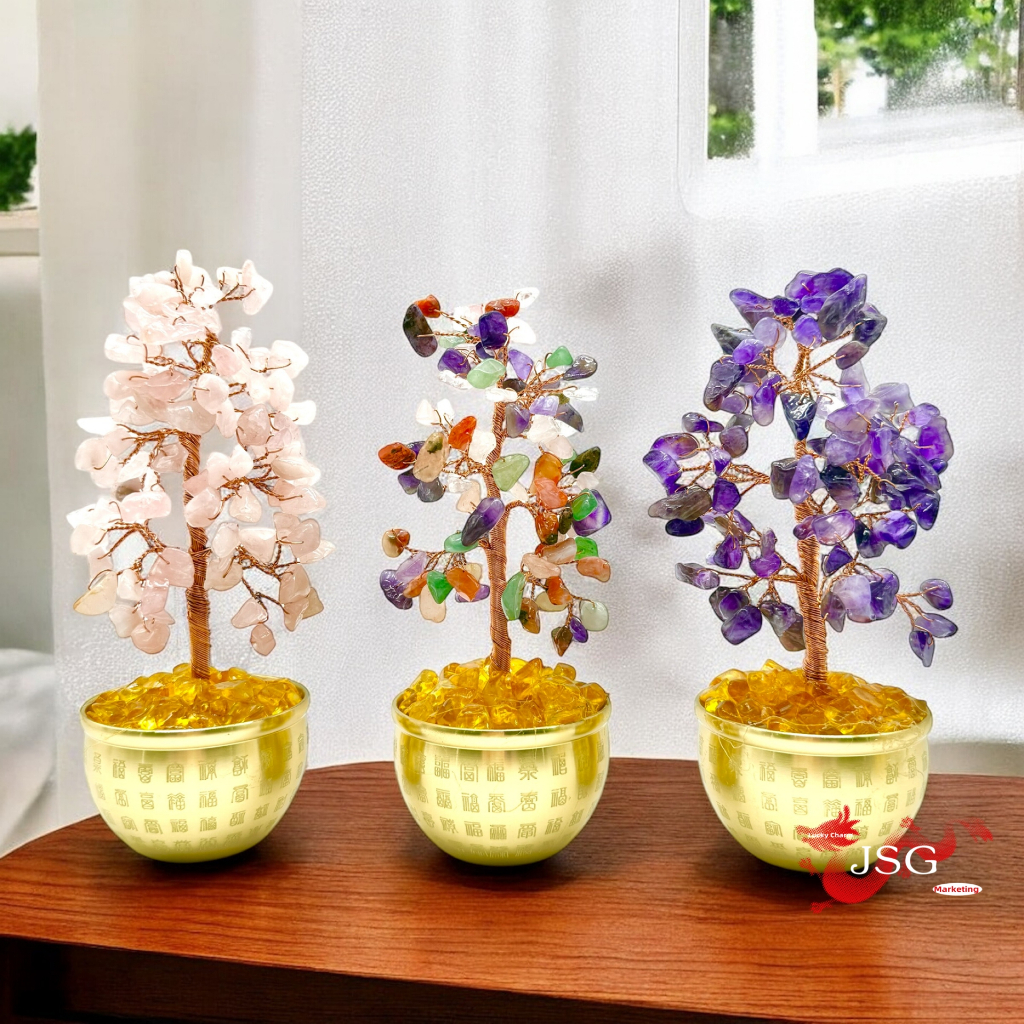Lucky Fu Money Tree Cornucopia of Life Agate Money Tree for Desk Decor ...
