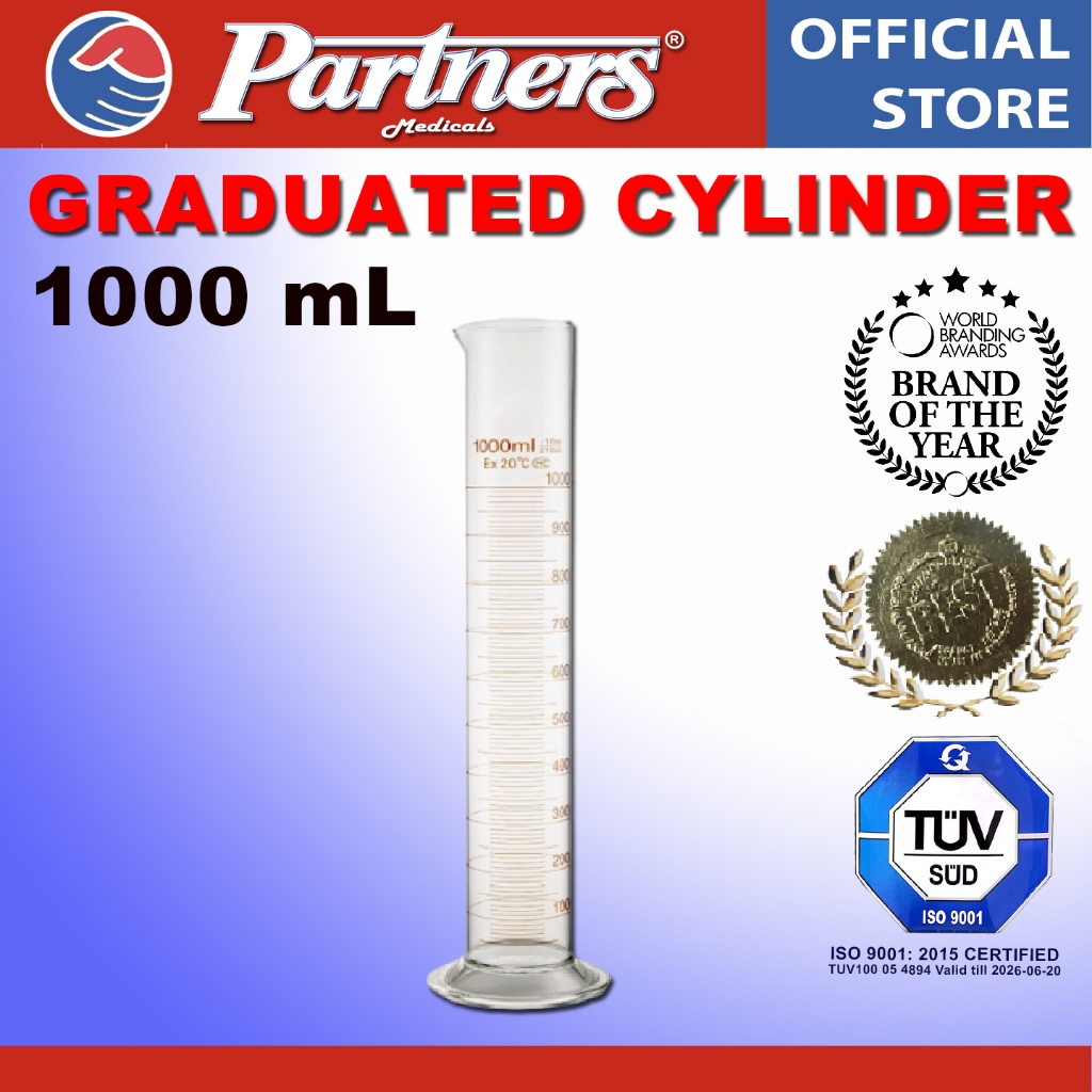Partners Graduated Cylinder 1000ml - Glass (1 Piece ) | Shopee Philippines