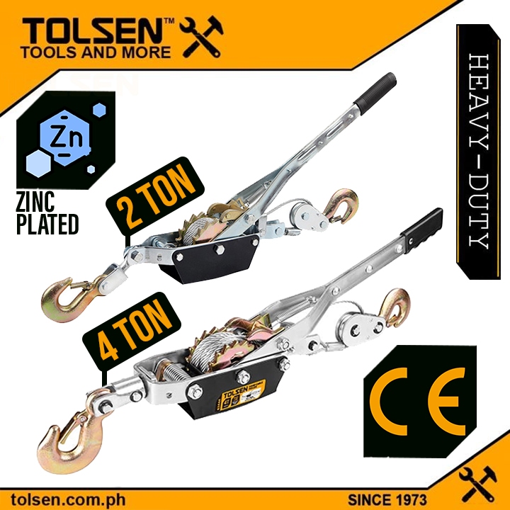 Tolsen Hand Cable Puller w/ 2 Hooks (2 Tons | 4 Tons) Double Rachet ...