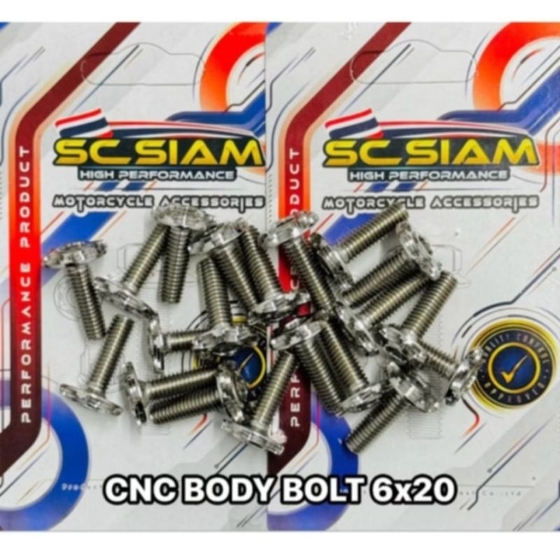 SC SIAM CNC BODY BOLT 6X20 SILVER (sold per piece) | Shopee Philippines