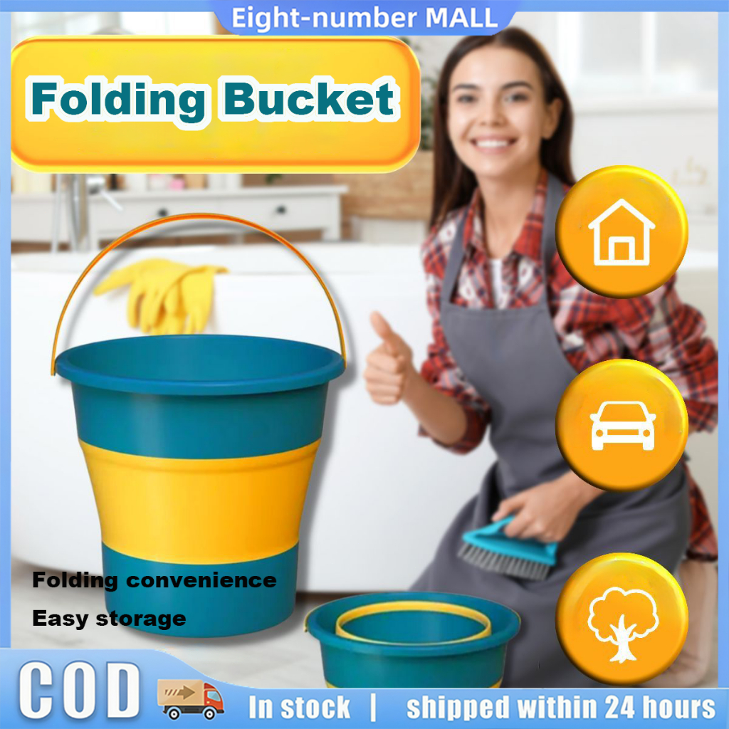 Foldable Timba 5/17L Plastic Bucket Portable Car Wash Pail Collapsible ...