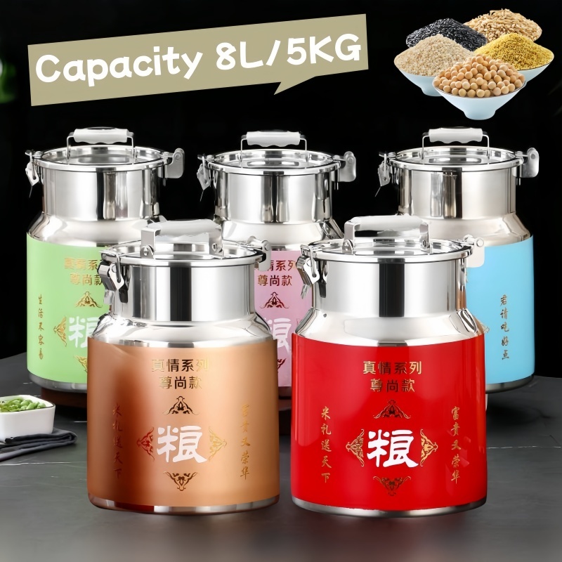 stainless rice dispenser 5kg metal aesthetic capacity rice storage ...