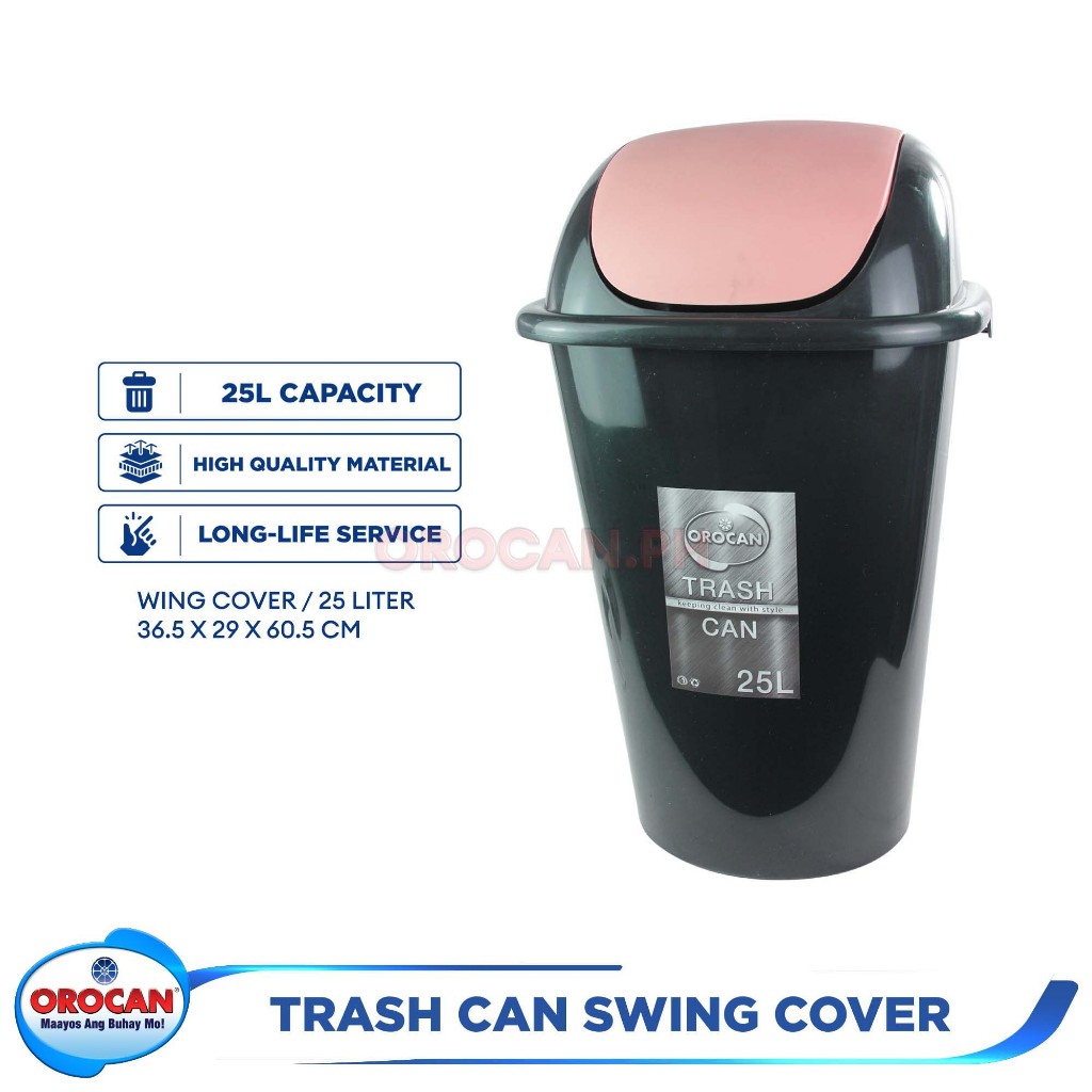 Orocan Trash Can with Swing Cover / Trash Bin Garbage Can Basurahan 25 ...
