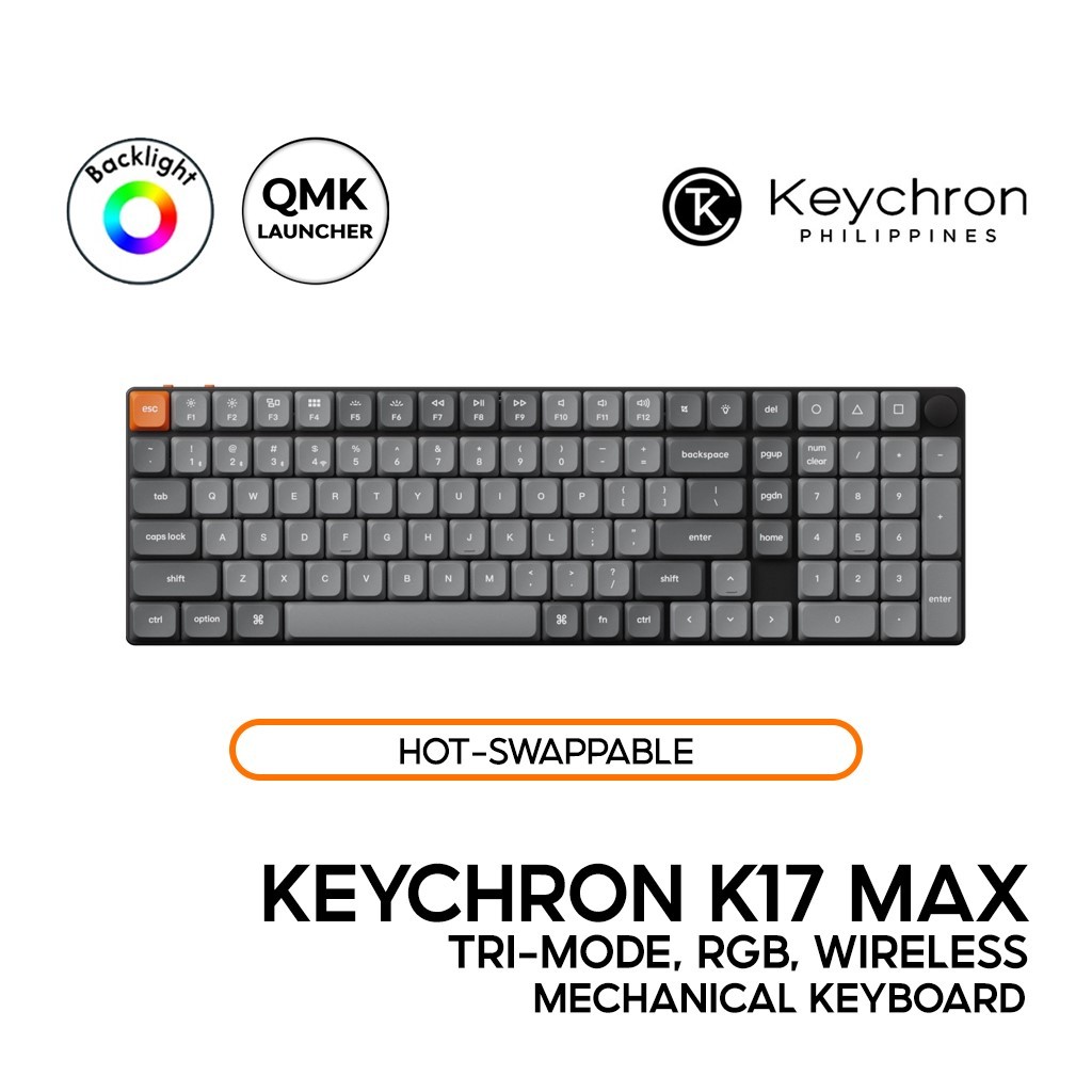 Keychron K17 Max QMK Mechanical Keyboard, 96%, Tri-mode, RGB, QMK ...