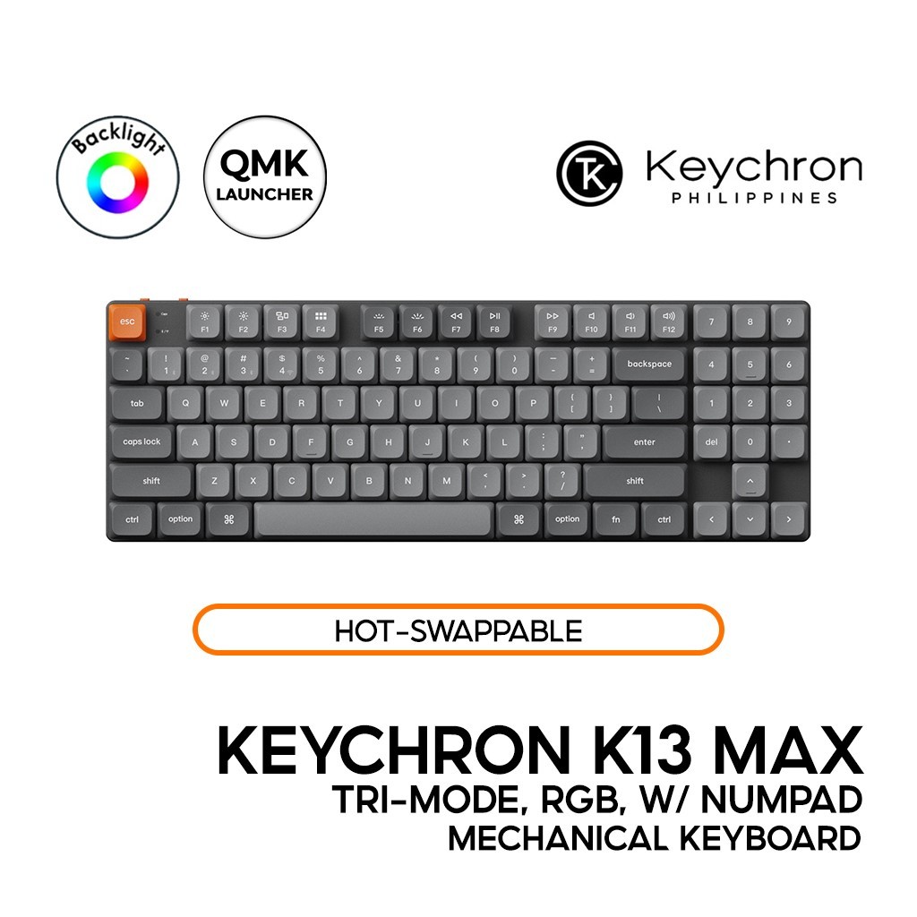 Keychron K13 Max QMK Keyboard TKL w/ numpad Layout, Tri-mode, RGB, QMK ...