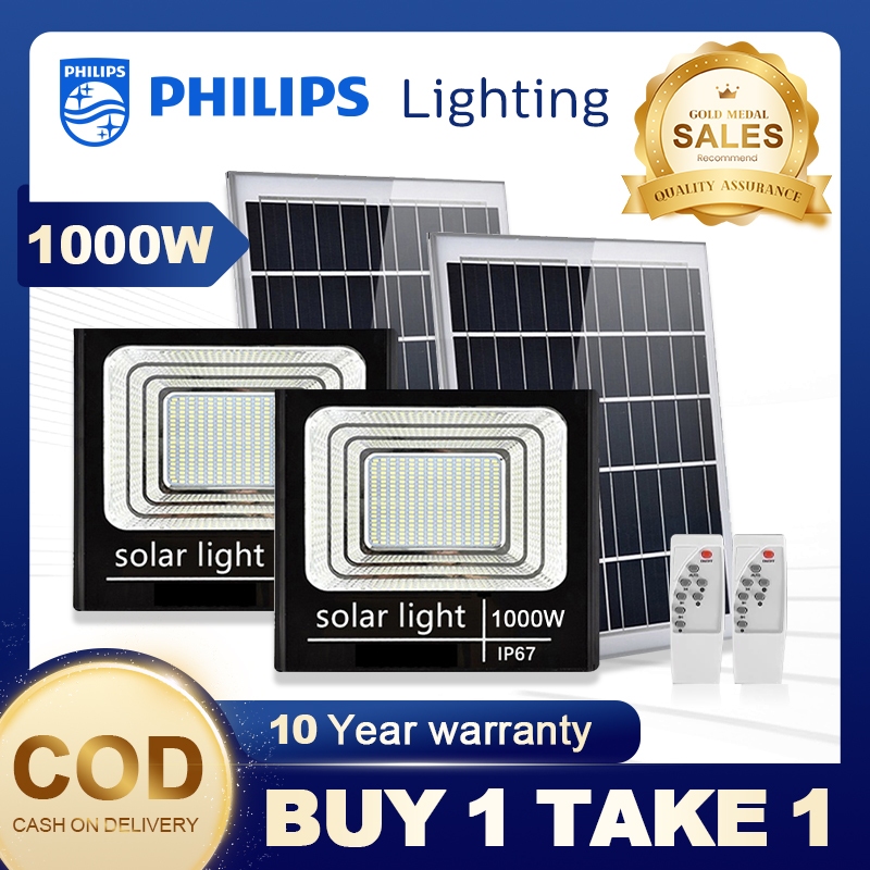 Philips Solar Lights 1000W Outdoor Solar LED Lights Waterproof IP67 Solar Panel Lights Super ...