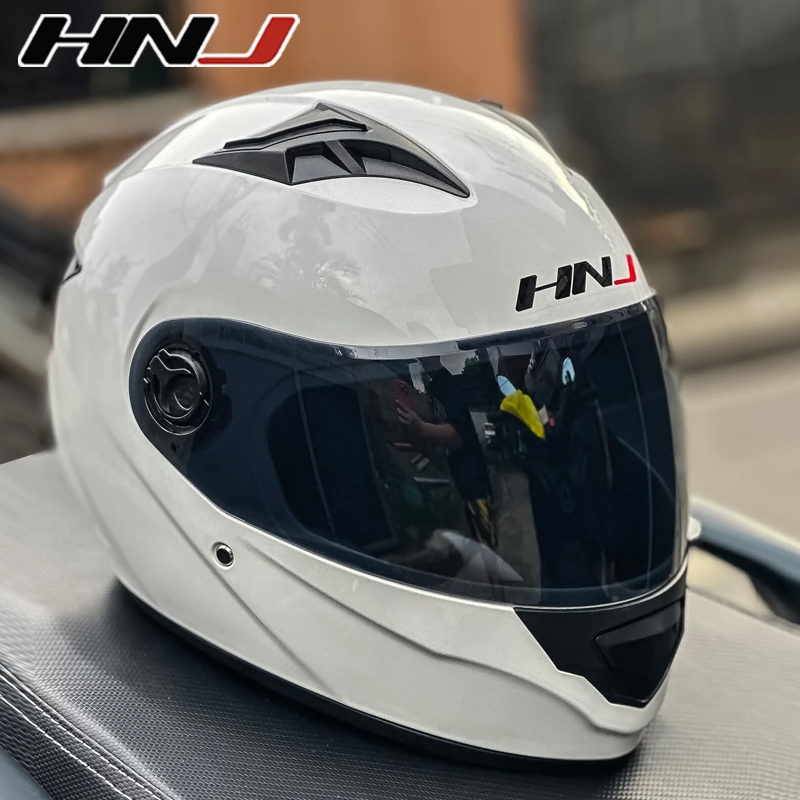 HNJ Black Visor Helmet Full Face for Motorcycle Men Women ICC Sticker ...