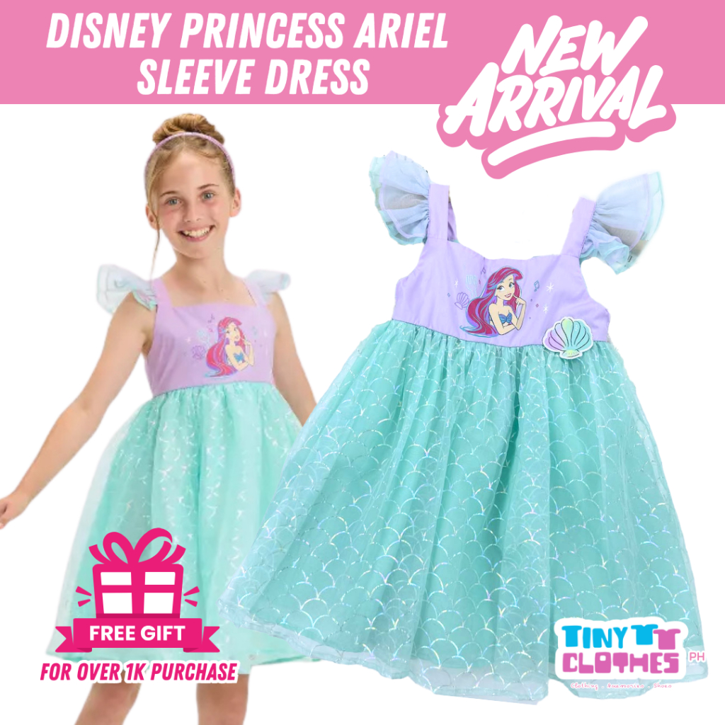 Girls' Disney Princess Ariel Puff Cap Sleeve Dress | Shopee Philippines